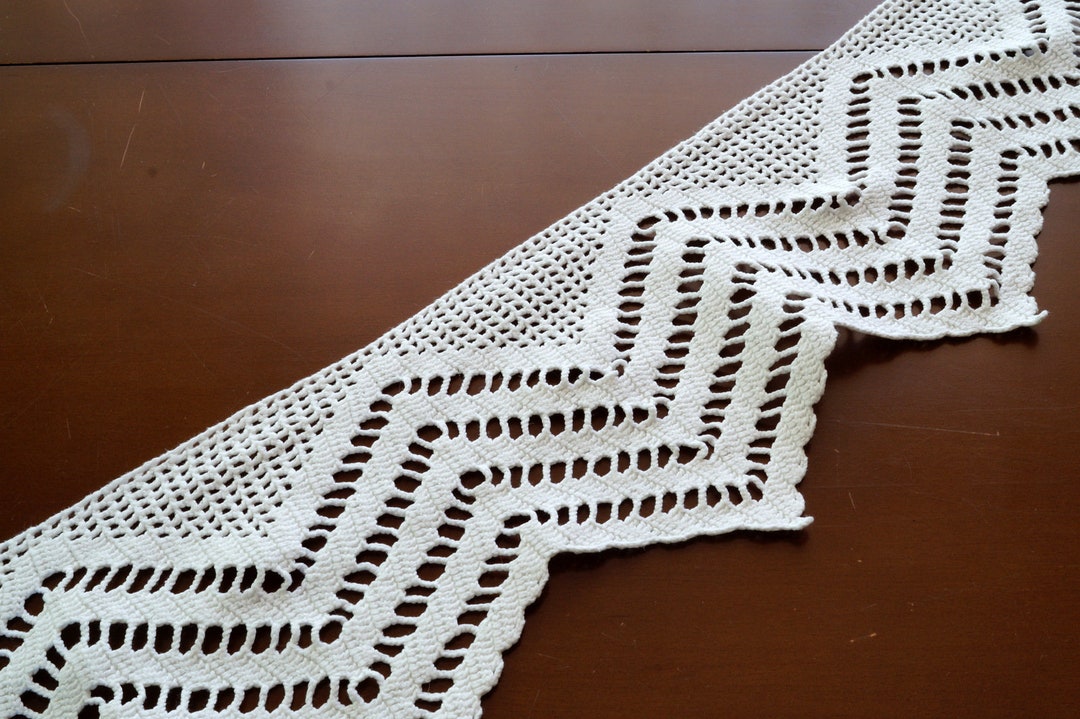 Swedish Vintage Crochet Valance: Handmade White Window Curtain - Etsy