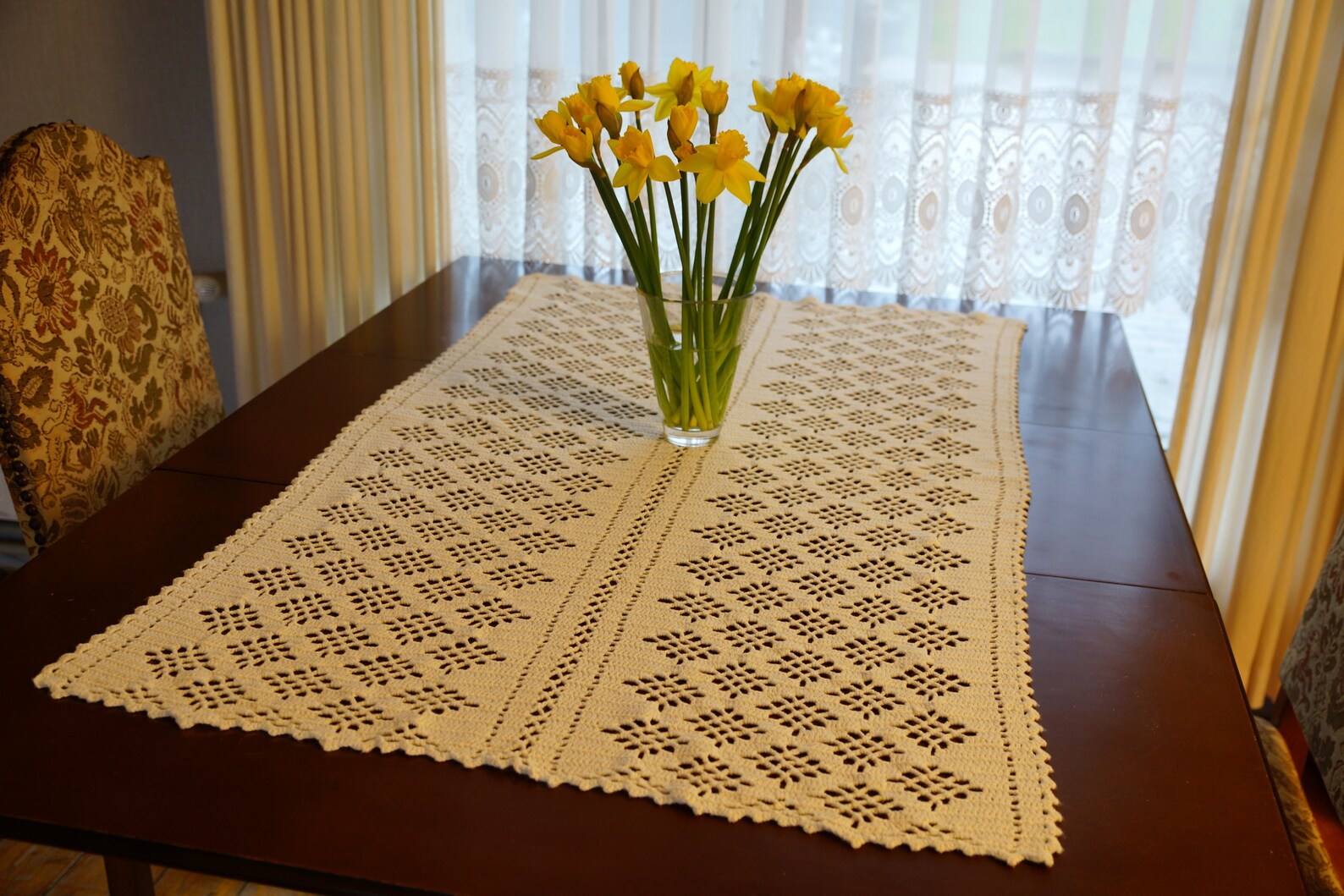 Crocheted Table Runner Cream White Hand Crocheted Table Runner | Etsy