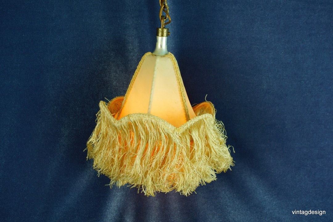 Vintage Beige Fringe Pendant Lamp: Retro Hanging Light - Etsy