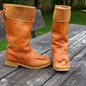 Vintage Leather Boots. Sami Lappland Boots Camel Brown Genuine Leather ...