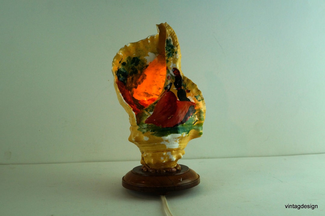 Vintage Spanish Lamp Handmade Wood and Shell Lamp. Design Lamp - Etsy