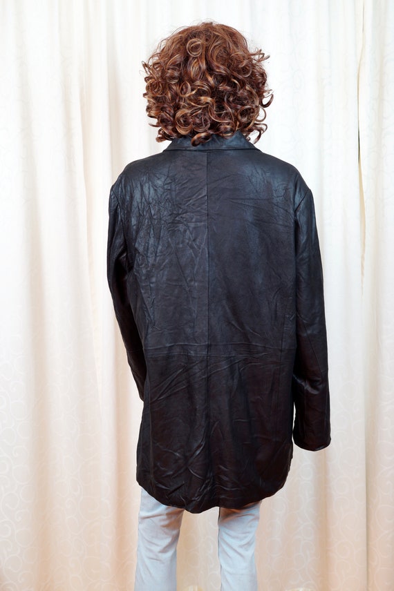 Leather Long blazer Coat Black Leather Jacket Parka … - Gem Leather Long blazer Coat Black Leather Jacket Parka … - Gem