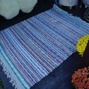 Vintage Big Swedish Rag Rug Antique Swedish Pattern Rag Rug Striped ...