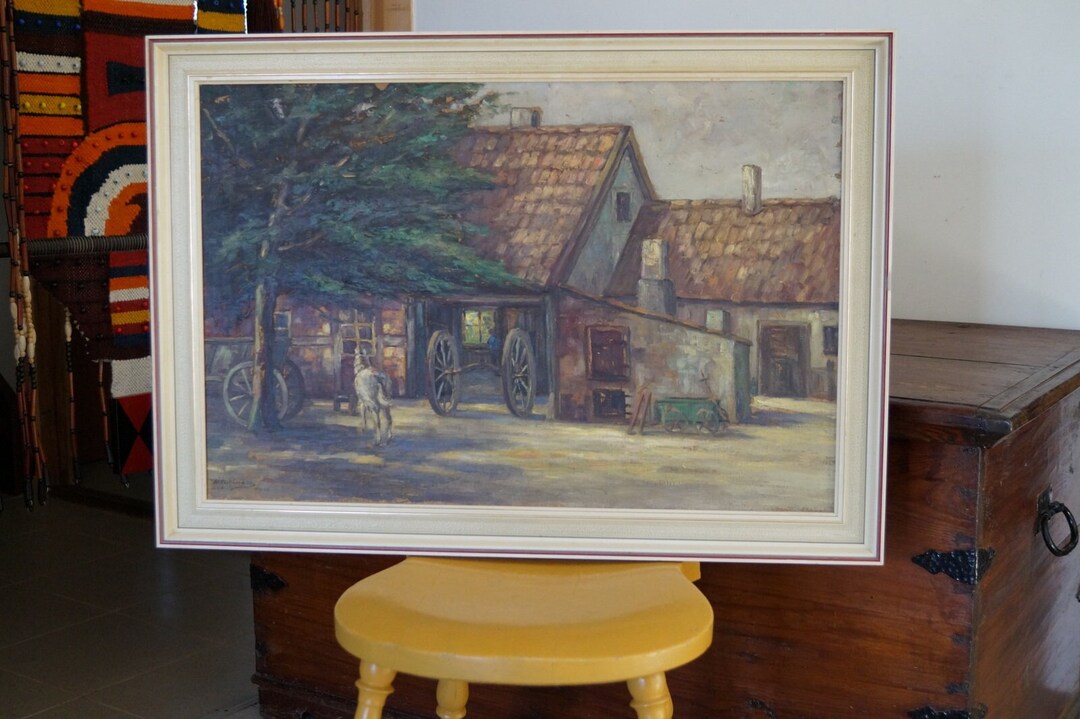 Original 1924 German Oil Painting Still Life Landscape Painting on ...