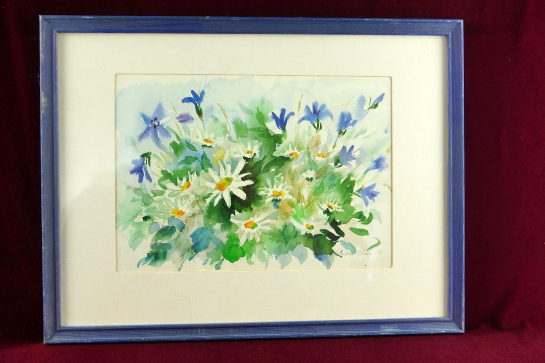Vintage German Watercolor Painting: Floral Still Life, Framed Art - Etsy