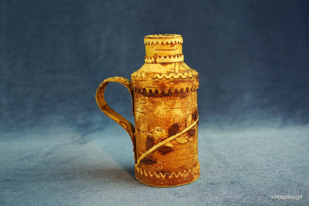 Vintage Swedish Handled Birch Bark Vase or a Mug Wooden Mug/vase Old ...