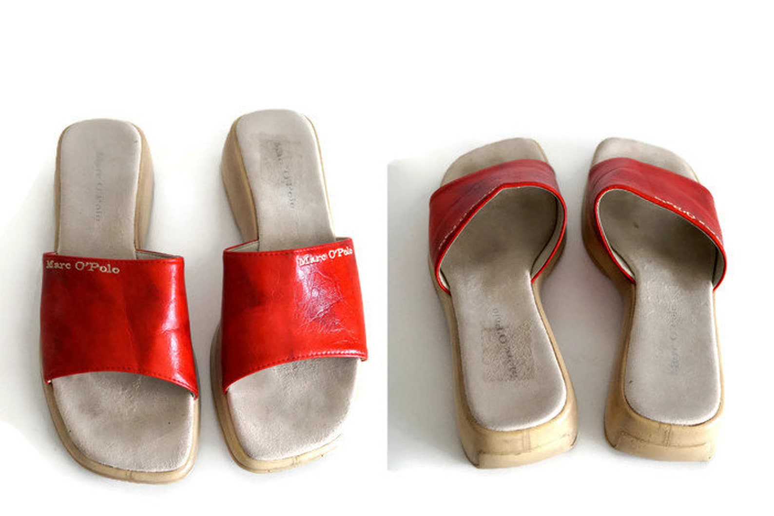 MARCO POLO Leather Slippers Shoes EUR 39 Made in Italy Red - Etsy