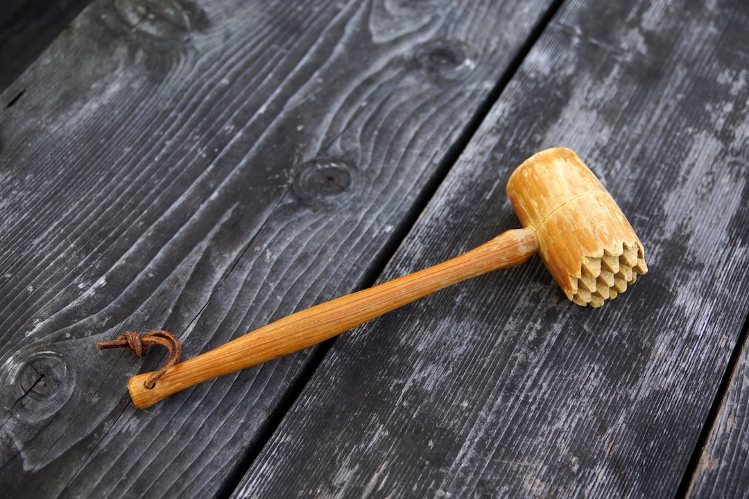 Wood Kitchen Meat Hammer Antique Primitive Swedish Wooden Hammer Hand ...