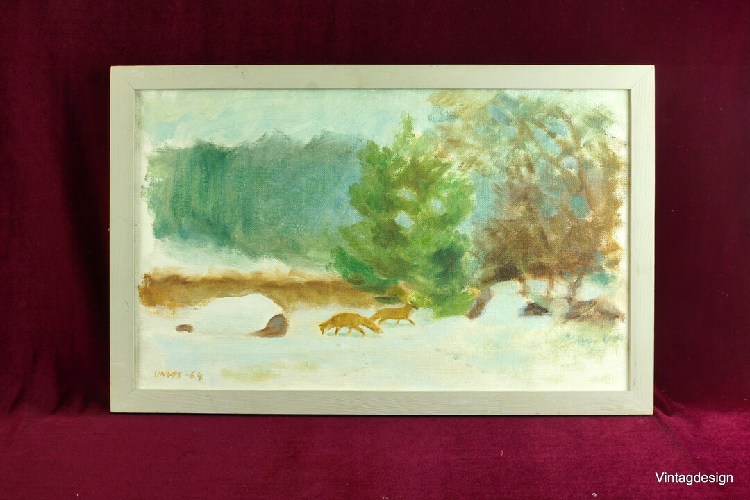 Original 1964. Vintage Painting. Landscape Painting, Vintage Gift - Etsy
