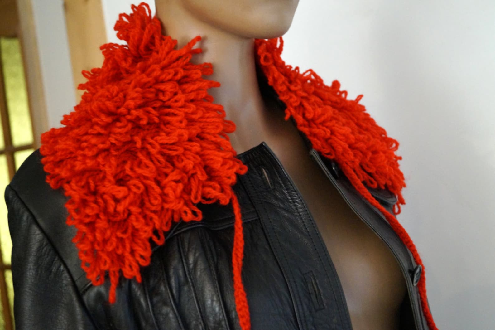 Loop Collar. Red Crochet Looped Collar Loop Scarf Red Scarf. | Etsy