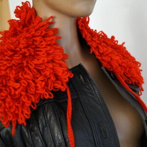 Loop Collar. Red Crochet Looped Collar, Loop Scarf, Red Scarf. Tied ...