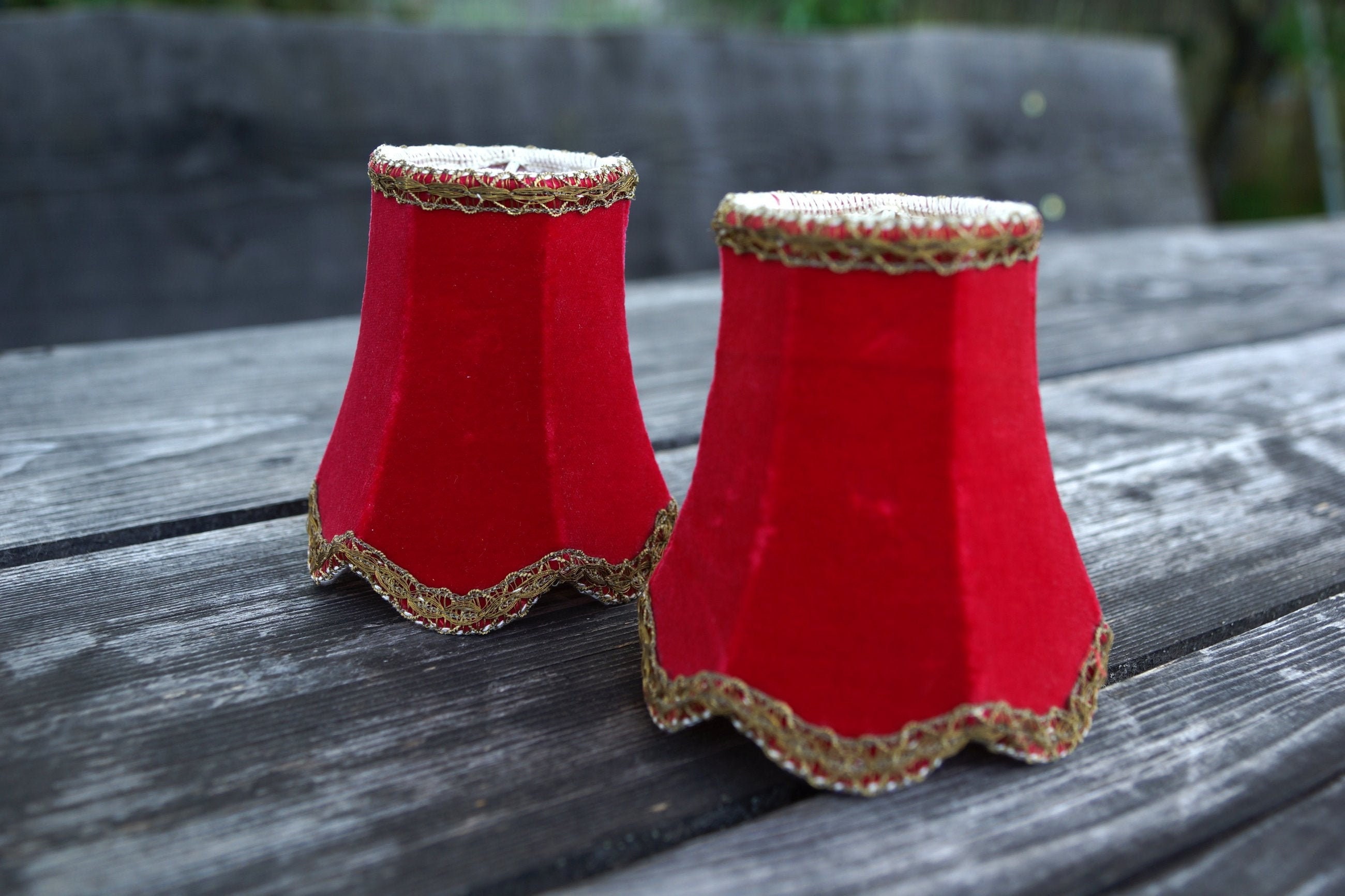 French Vintage red Lampshades velvet Covered Lamp Shades | Etsy