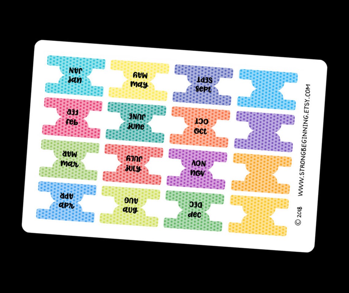 Dot Month Divider Tab Stickers Bullet Journal Stickers - Etsy