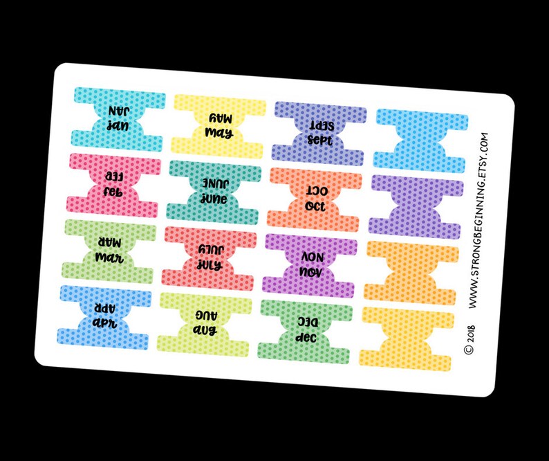 Dot Month Divider Tab Stickers Bullet Journal Stickers - Etsy