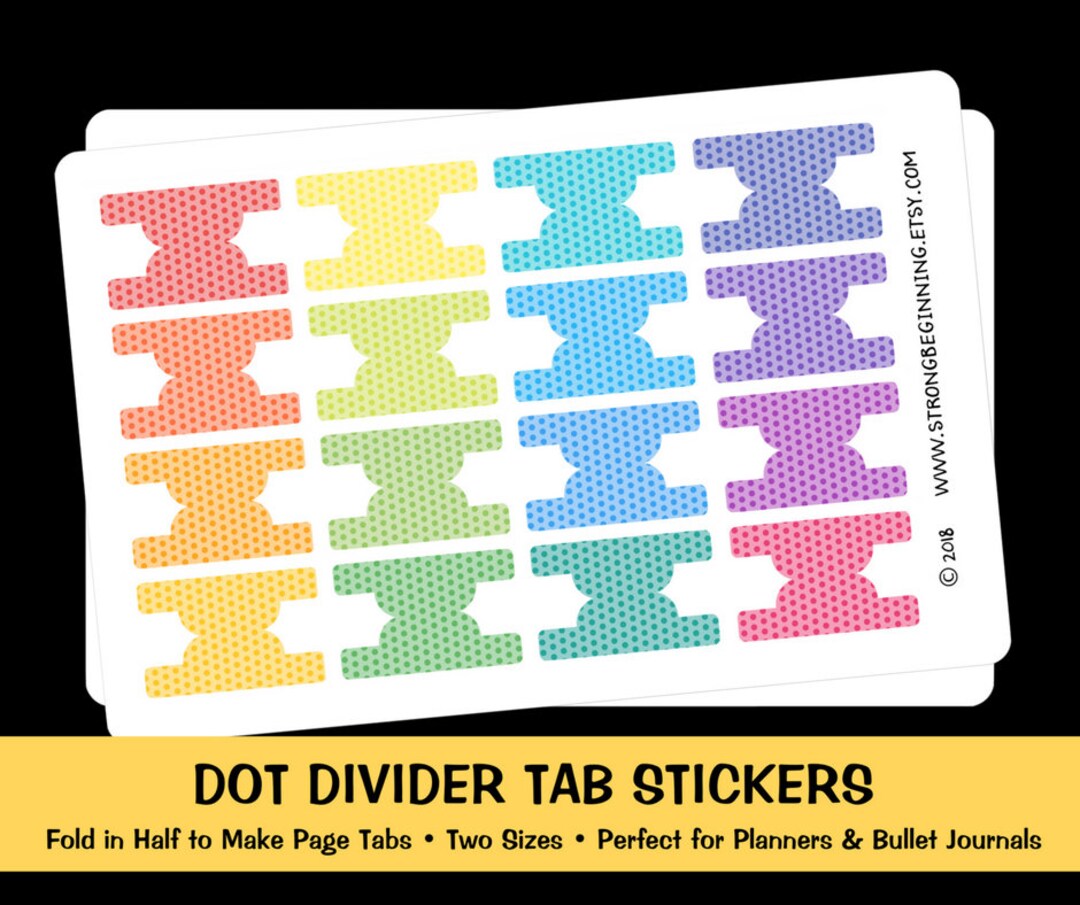 Dot Divider Tab Stickers, Bullet Journal Stickers, Planner Stickers ...