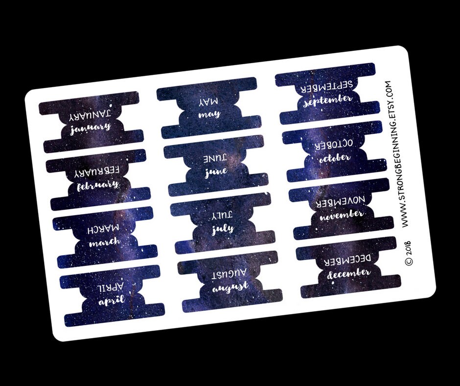Galaxy Month Divider Tab Stickers Bullet Journal Stickers | Etsy