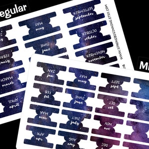 Galaxy Month Divider Tab Stickers, Bullet Journal Stickers, Planner ...