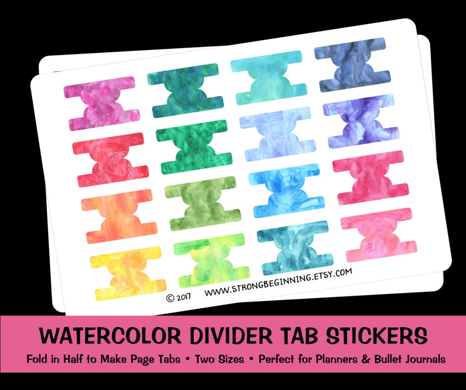 Watercolor Divider Tab Stickers Planner Stickers Bullet | Etsy