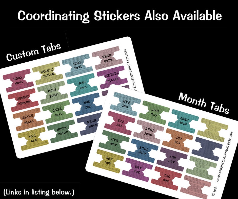 Dictionary Paper Divider Tab Stickers, Bullet Journal Stickers, Planner ...