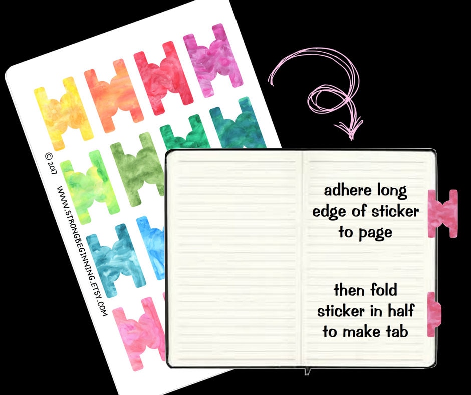 Watercolor Divider Tab Stickers Planner Stickers Bullet - Etsy