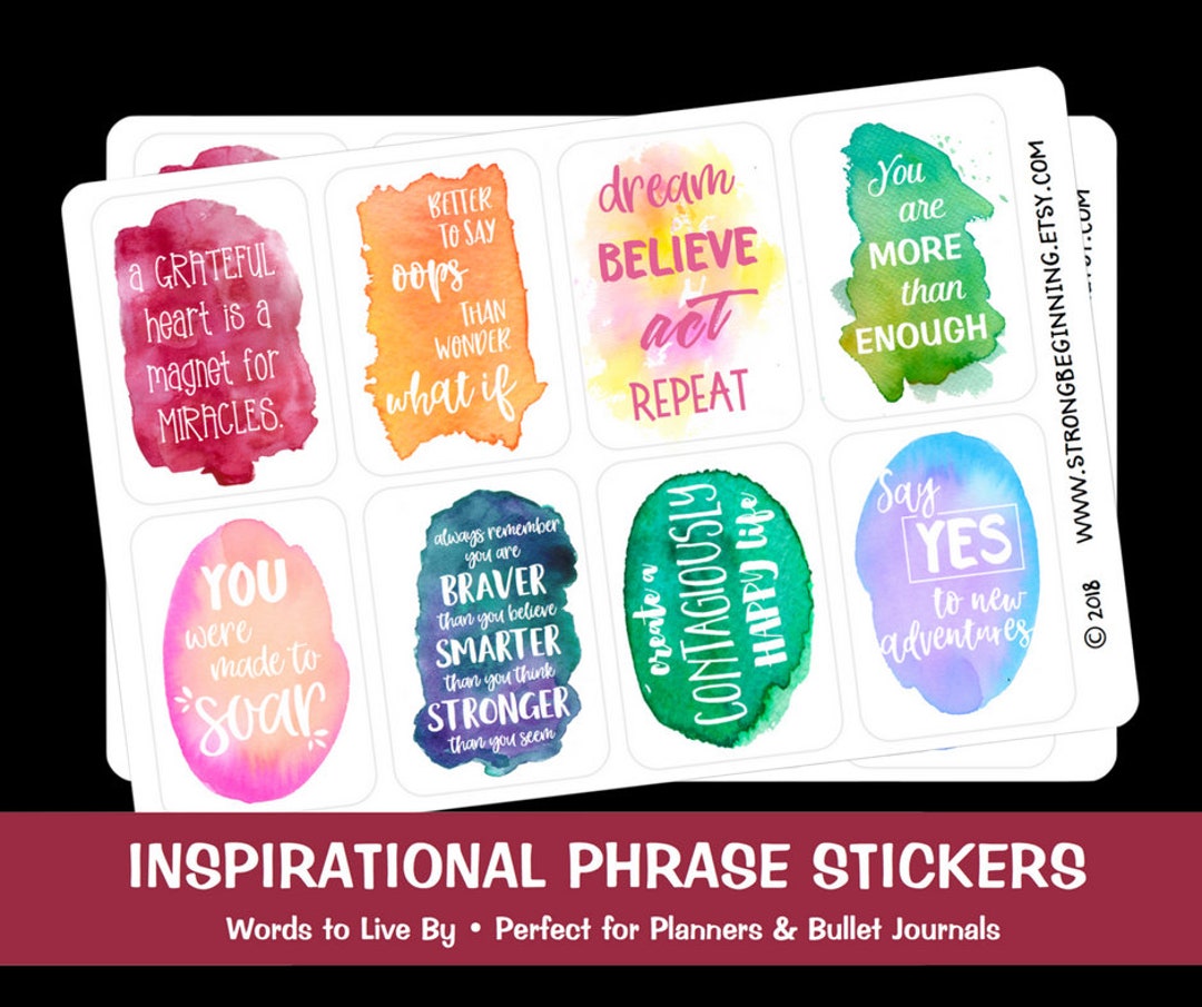 Inspirational Phrase Stickers, Planner Stickers, Bullet Journal ...
