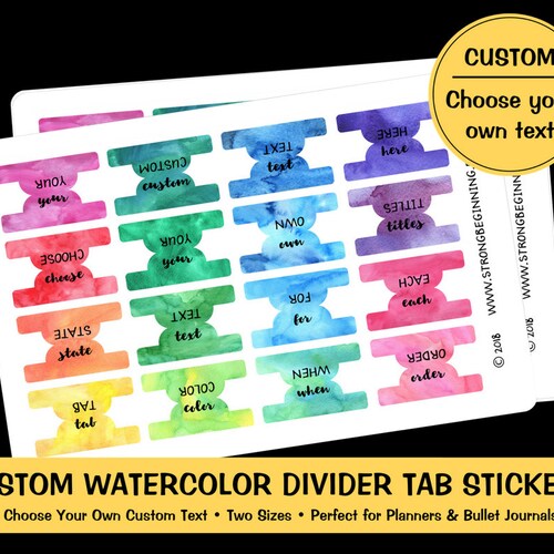 Watercolor Divider Tab Stickers Planner Stickers Bullet - Etsy