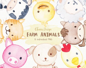 Farm Animal Clipart Set Digital Clipart Bunny Horse Pig | Etsy