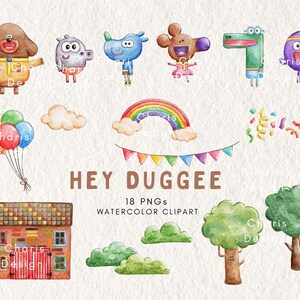 Hey Duggee Watercolor Illustration Kids Birthday Clipart - Etsy UK