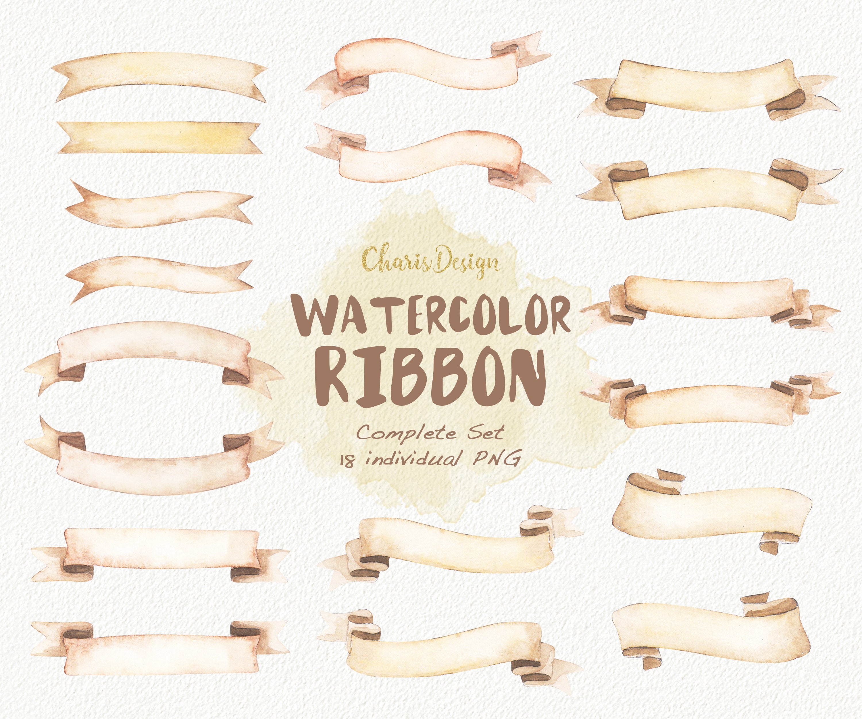 Ribbon Watercolor Clipart Banner Wedding Invitation Scrapbook Planner ...