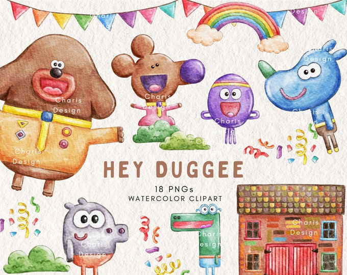 Hey Duggee Watercolor Illustration Kids Birthday Clipart - Etsy
