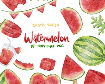 Watermelon Clipart, Watermelon Party Clipart, Summer Clipart, Red ...