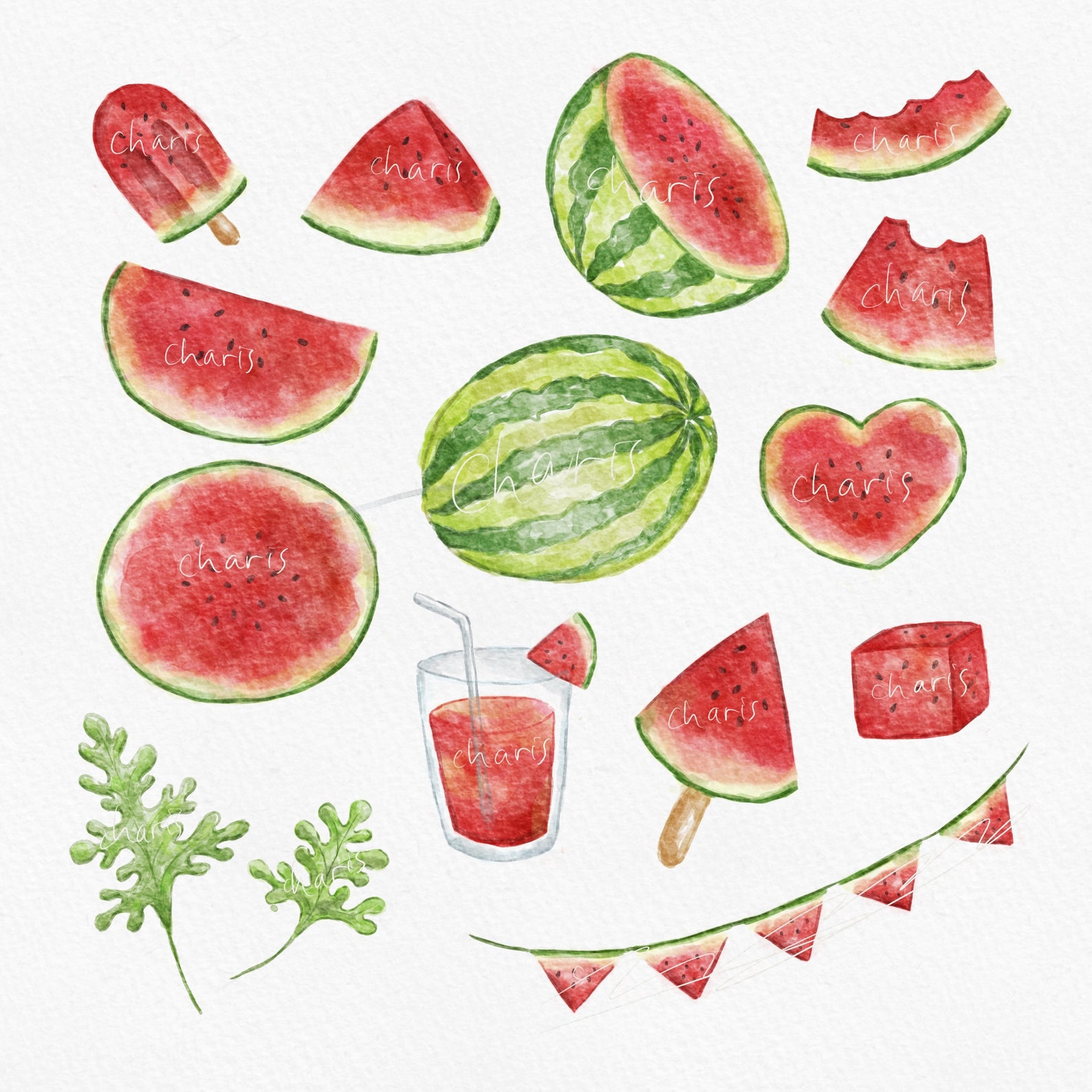 Red Watermelon Clipart - Etsy