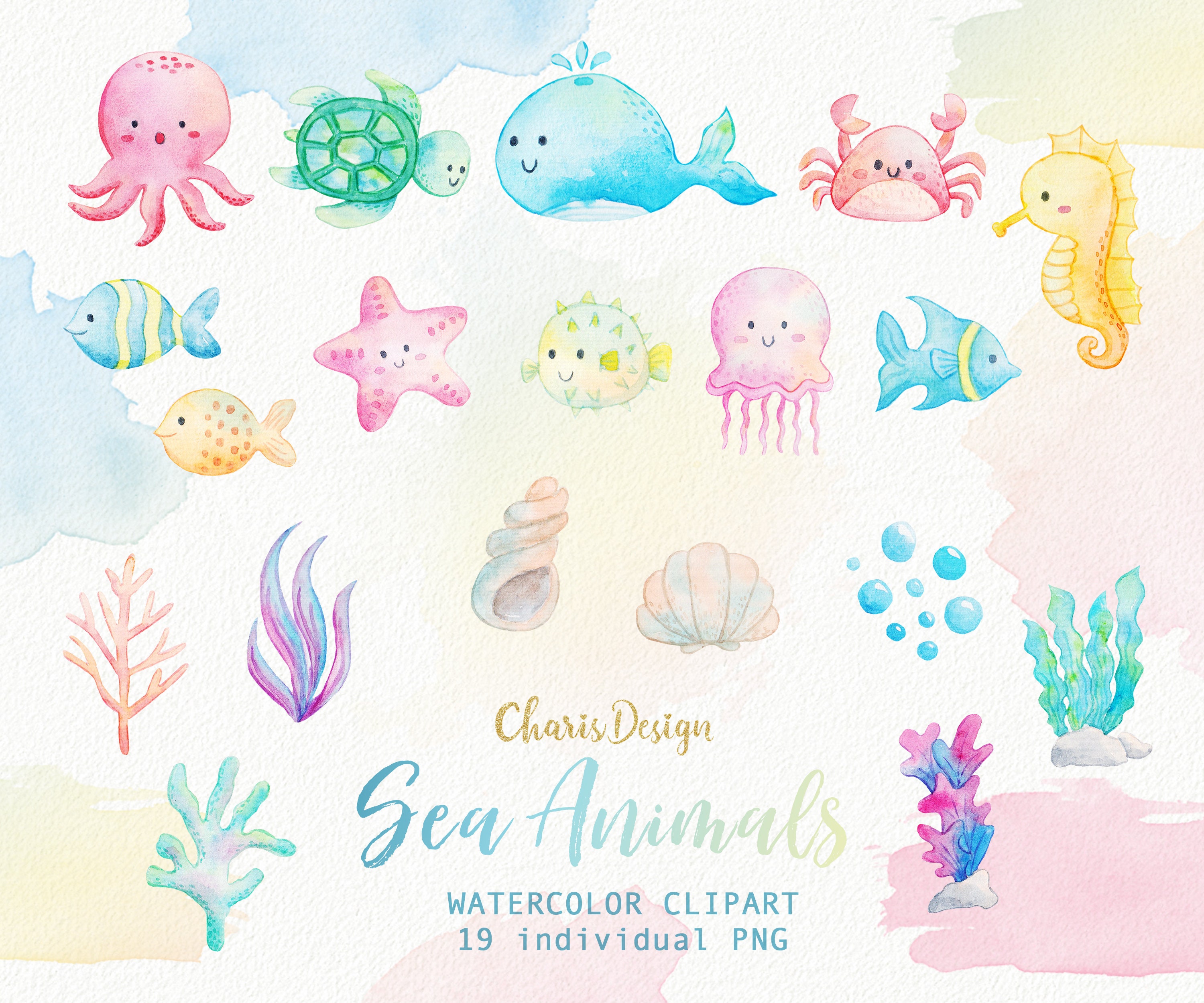 Meerestiere Clipart Ozean Algen Unterwasser, fische, seestern, meer ...