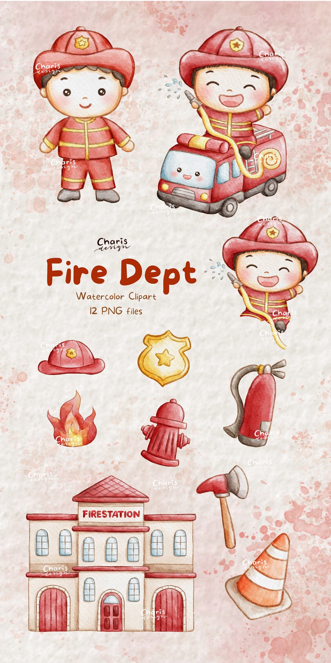 Fire Dept Clipart Fireman Firefighter Rescue Team Fire Station - Etsy