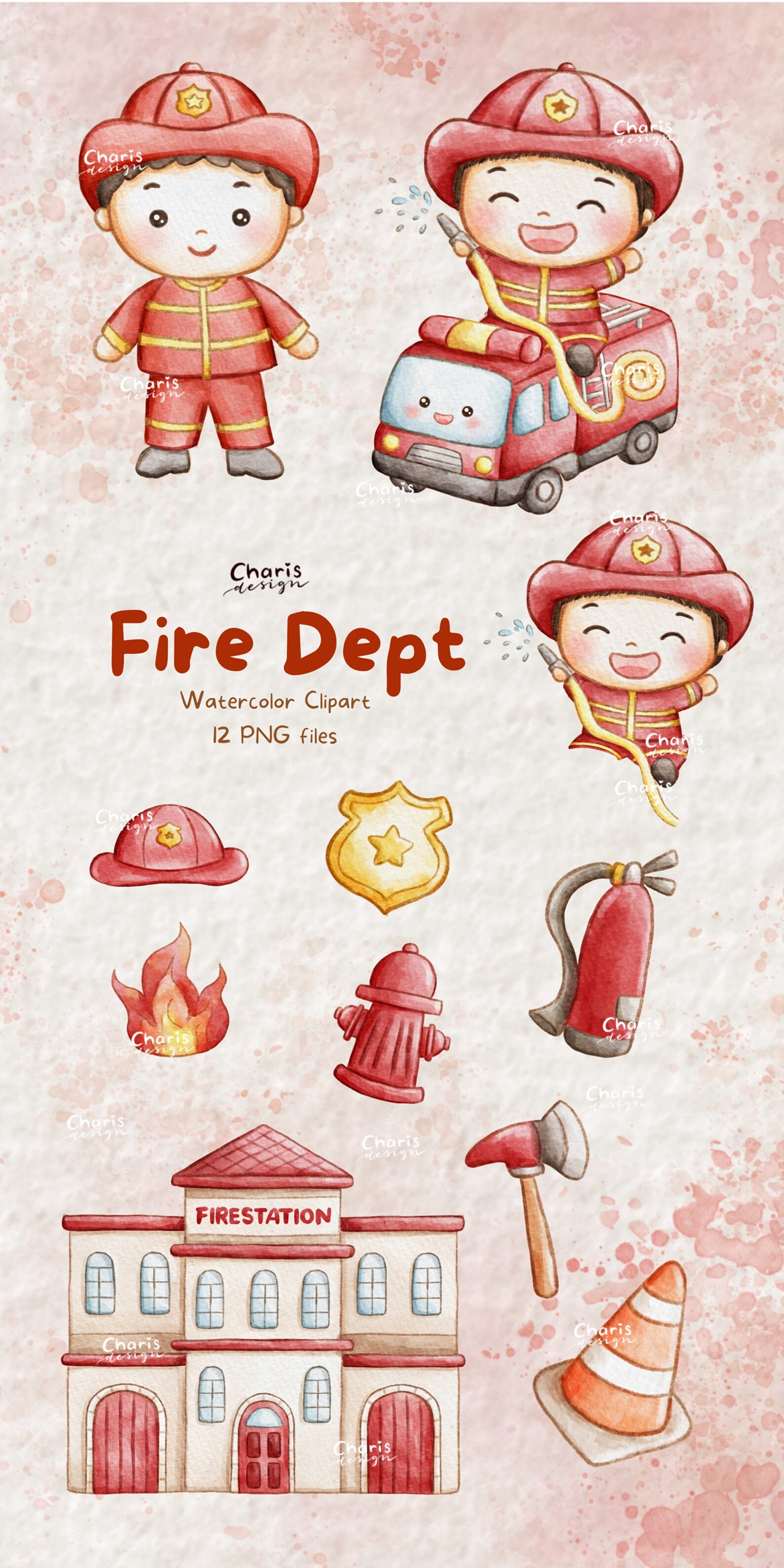 Fire Dept Clipart Fireman Firefighter Rescue Team Fire Station - Etsy