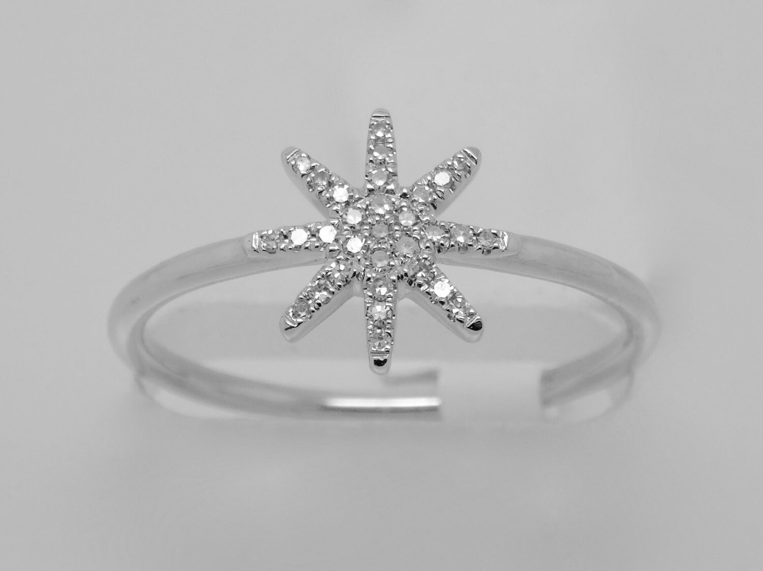 14K White Gold Diamond Sunburst Sun Starburst Star Ring #592 - Etsy