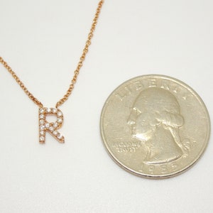 14K Rose Gold Diamond Pave Initial Letter R Pendant - Etsy