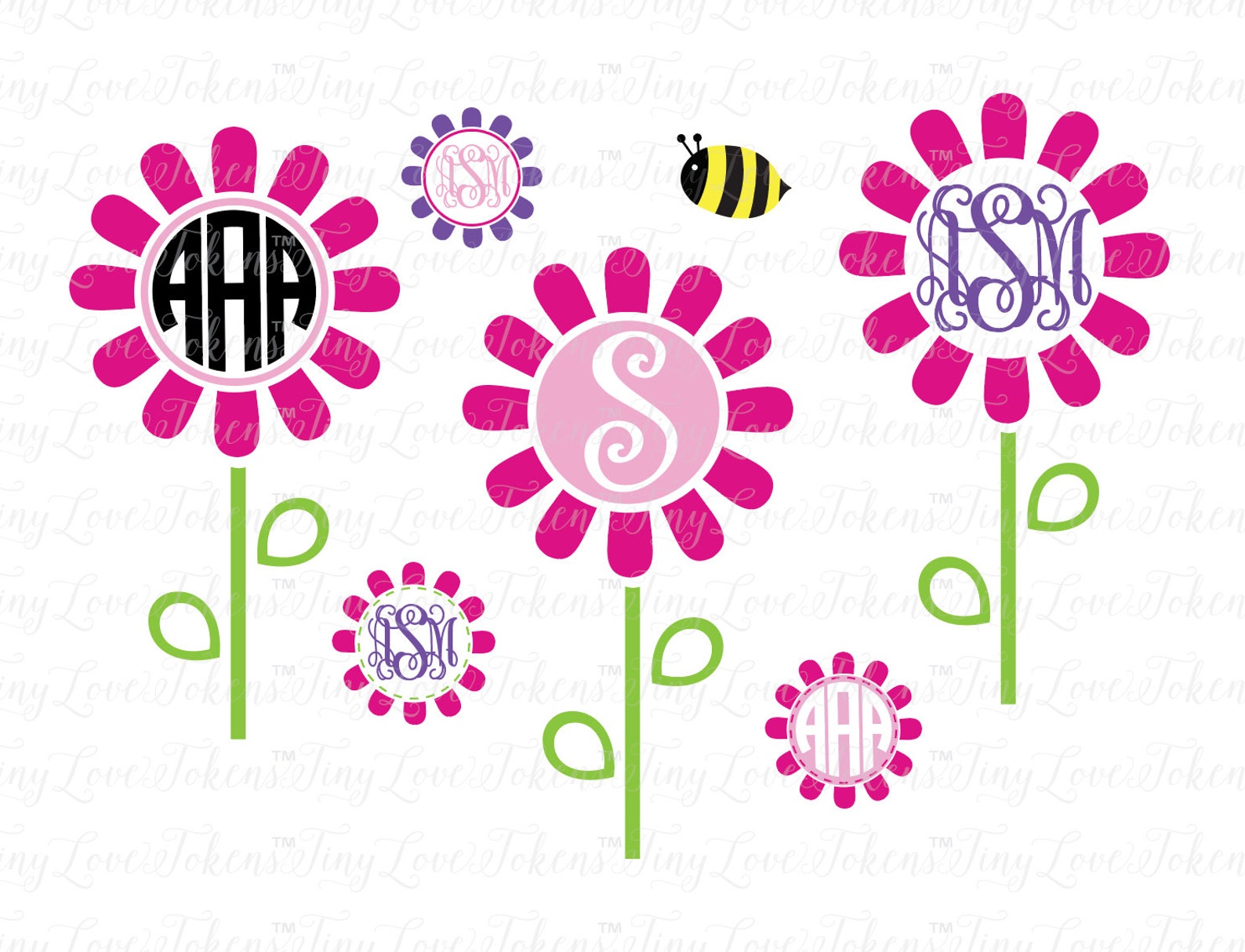 Spring Flower Monogram SVG Design for Silhouette and Other - Etsy