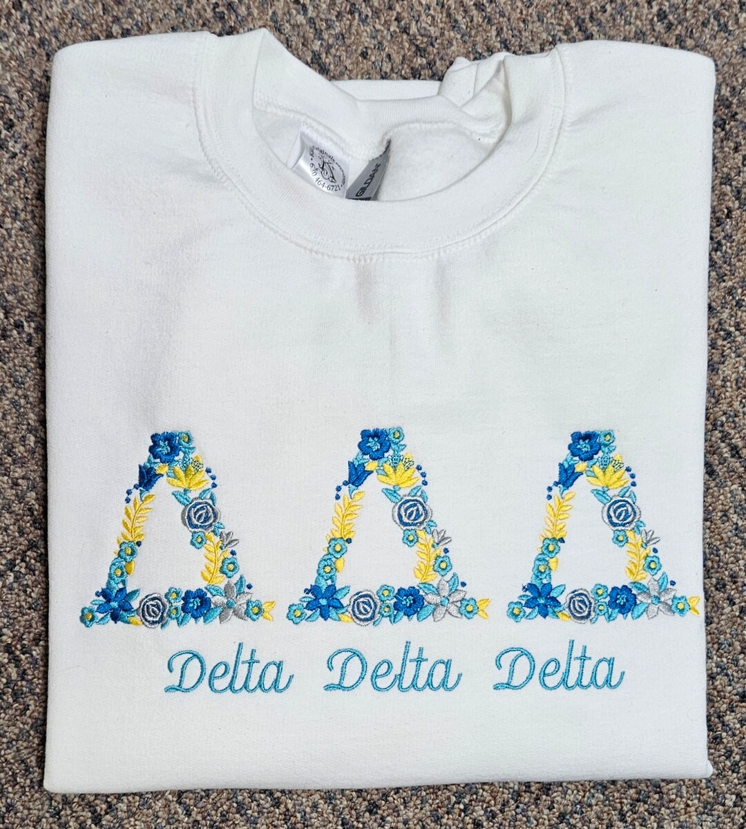 Flower Embroidered Greek Letter Sweatshirt. Sorority Custom Floral ...