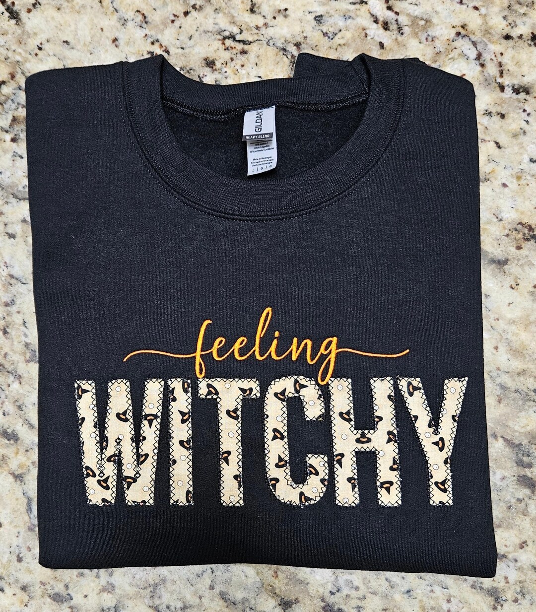 Feeling Witchy Embroidered Halloween Sweatshirt. Applique Witch Hat ...