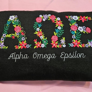 Flower Embroidered Greek Letter Sweatshirt: Sorority Hoodie - Etsy