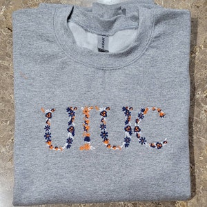 College Custom Floral Embroidered Sweatshirt. Any College Letter Shirt ...