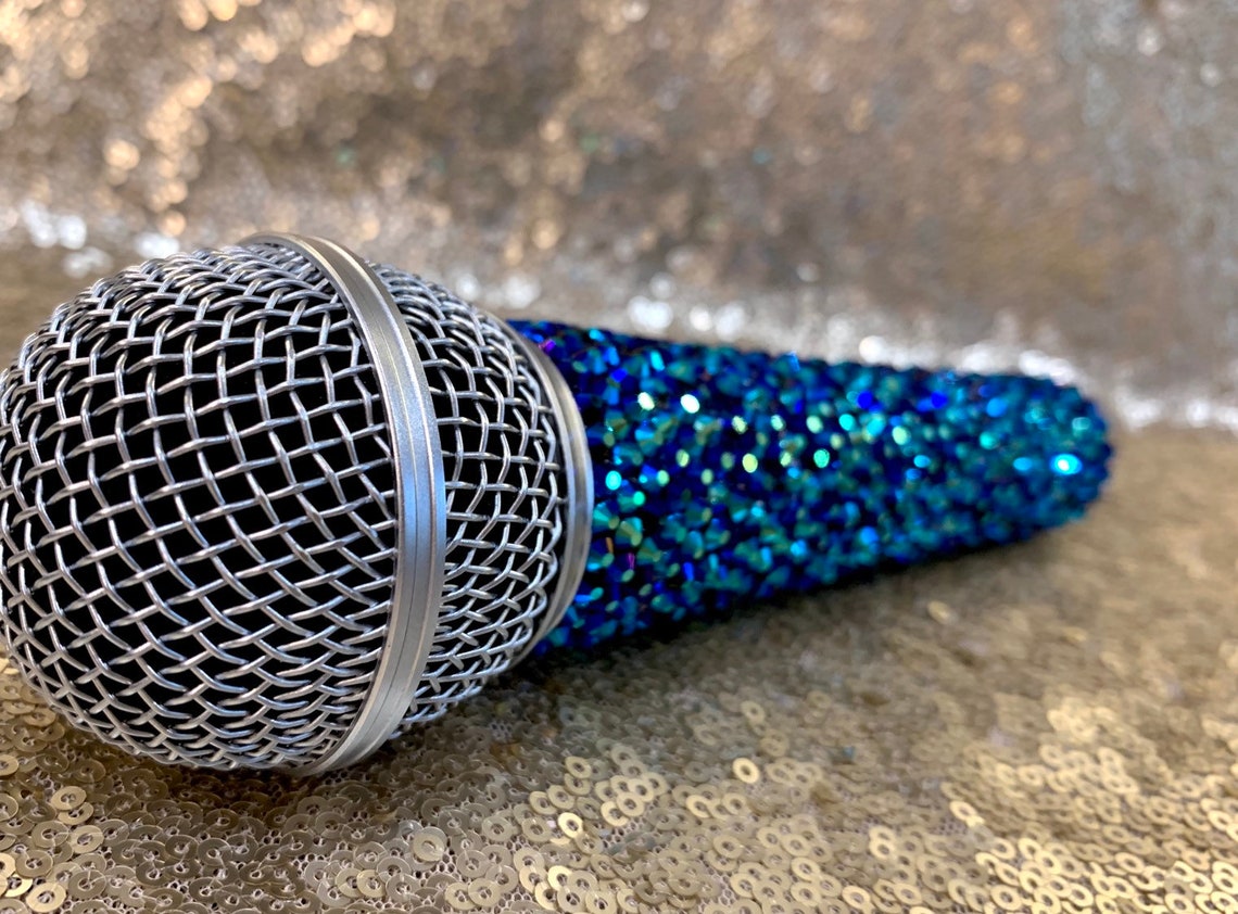 Rhinestone Bling Wired Microphone Blue | Etsy