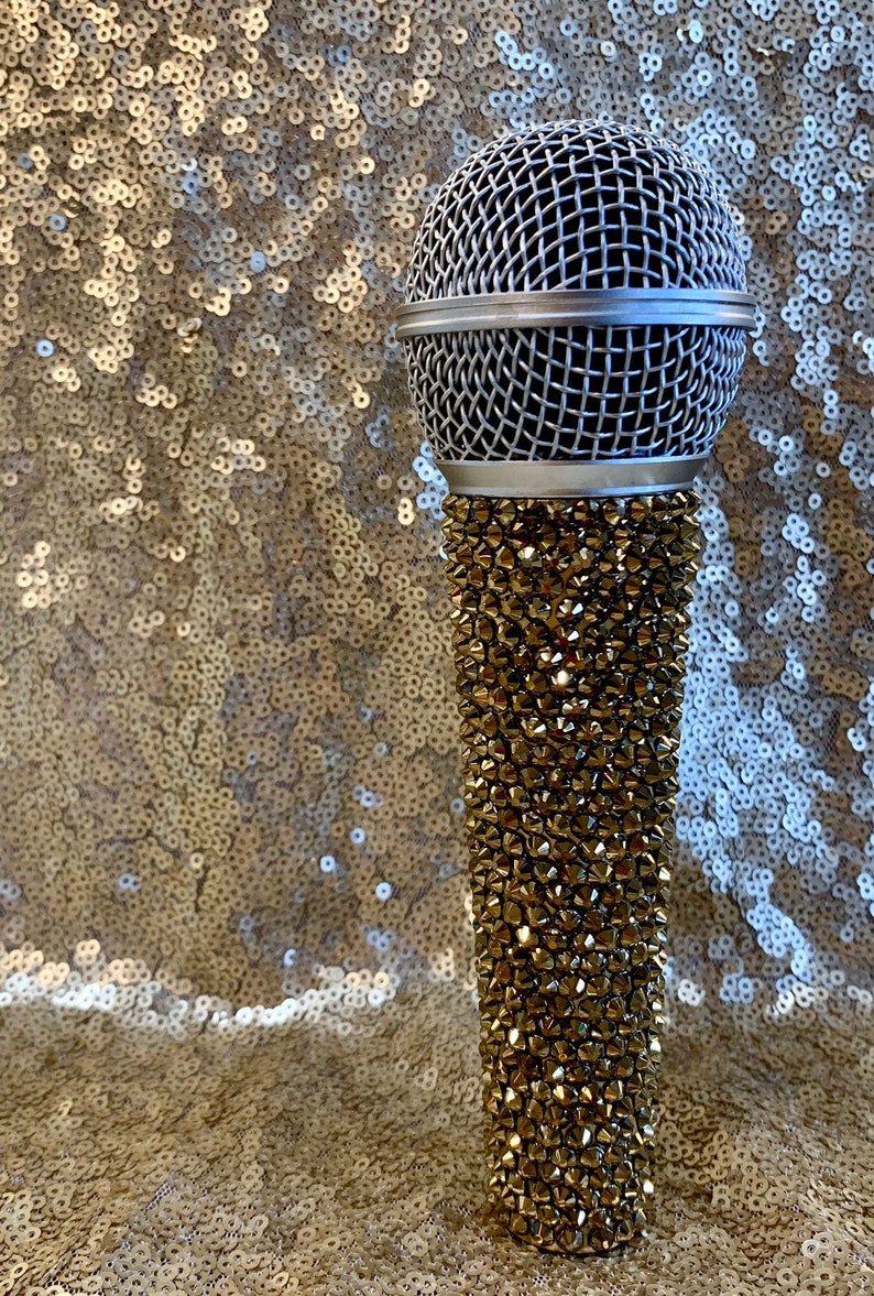 Rhinestone Bling Wired Microphone - Gold - Etsy