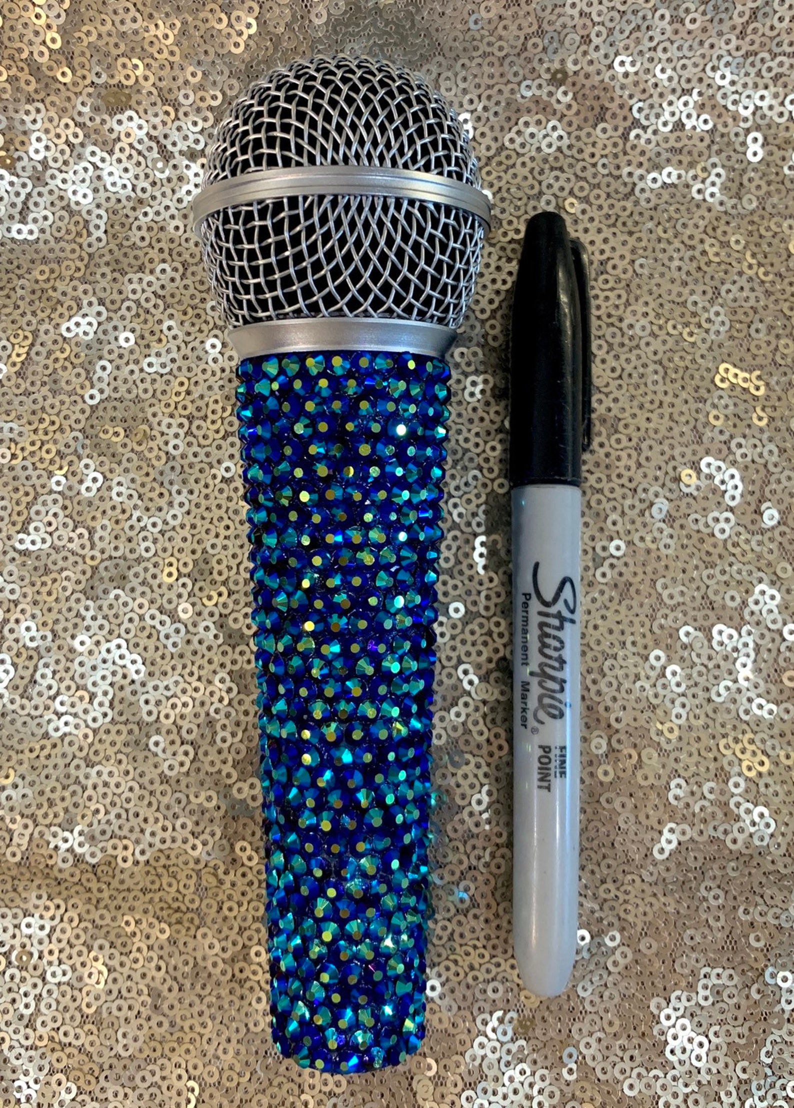 Rhinestone Bling Wired Microphone - Blue - Etsy