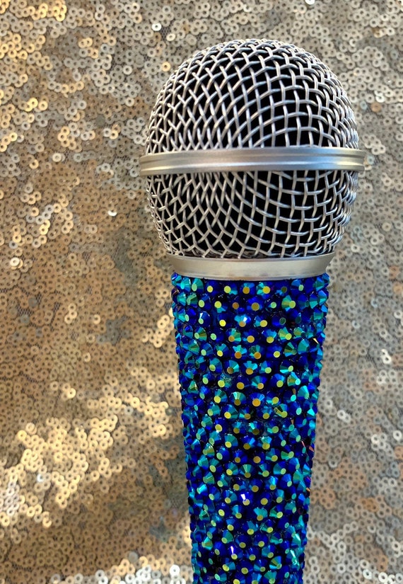 Rhinestone Bling Wired Microphone Blue | Etsy