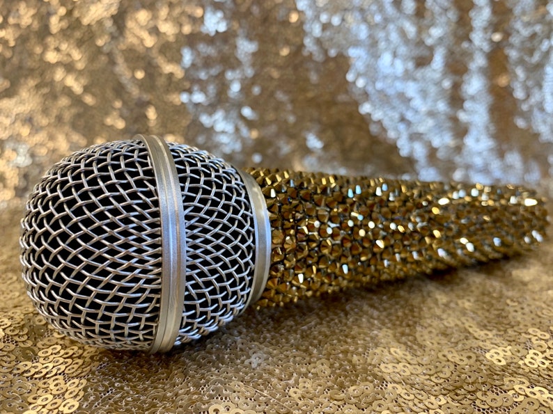 Rhinestone Bling Wired Microphone - Gold - Etsy
