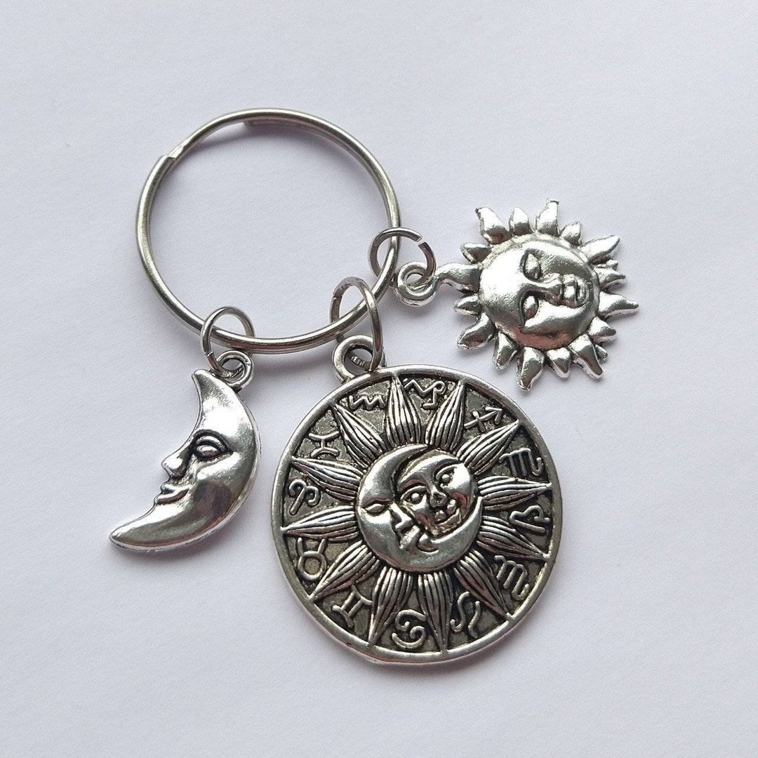 Sun and Moon Amulet Keyring - Etsy
