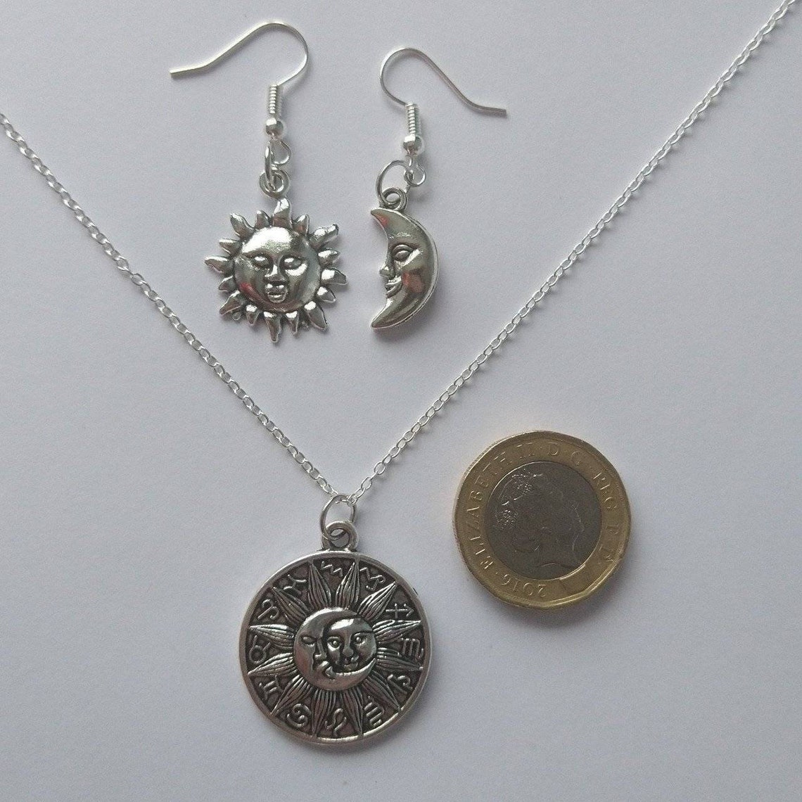 Beautiful Sun and Moon Amulet With Earrings - Etsy Singapore