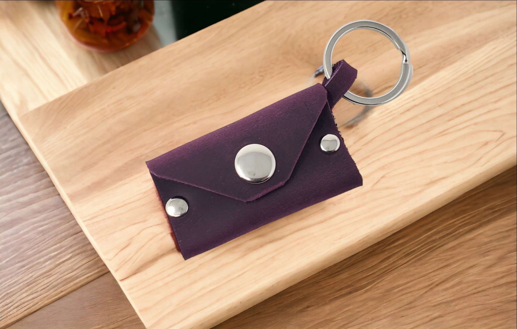 Handmade Leather Keychain Coin Holder - Quarter Holder, Wedding Ring ...